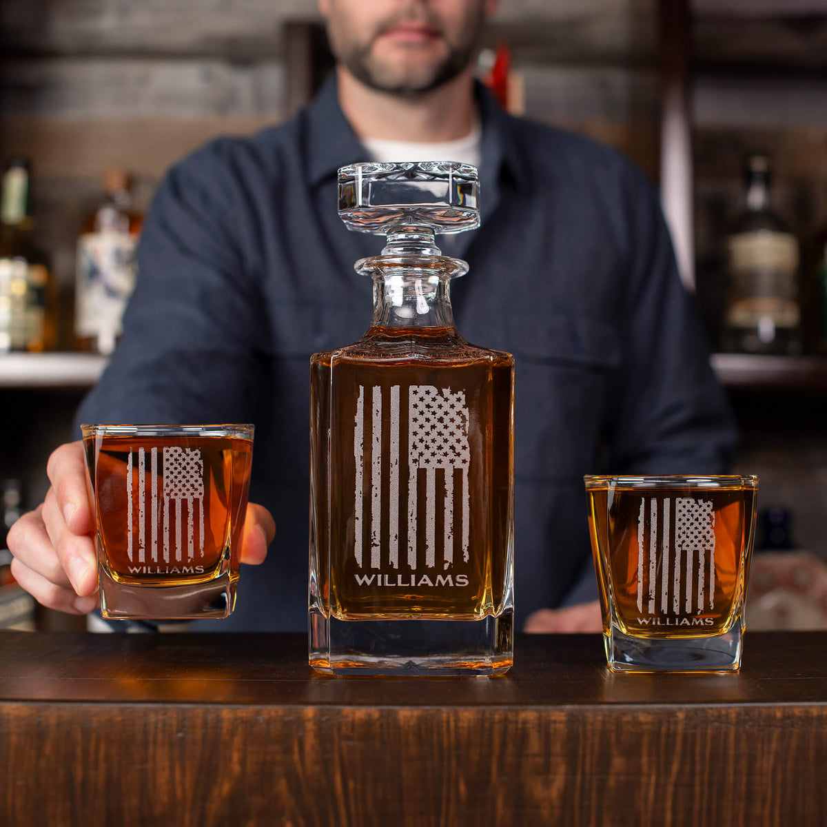 Personalized Whiskey Decanter Set - Manly Man Co. Personalized Whiskey Decanter Set - Manly Man Co.