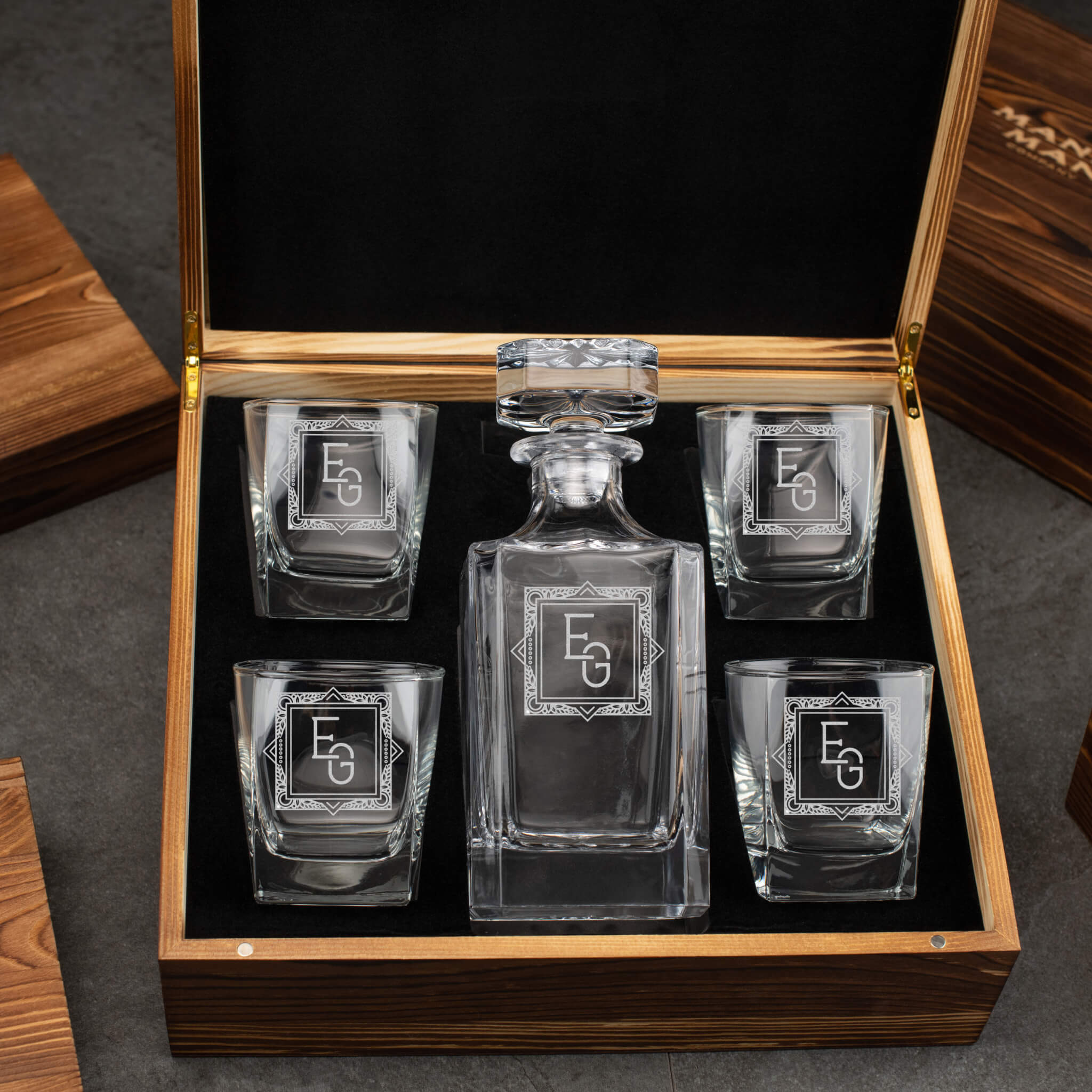 Personalized Whiskey Decanter Set - Manly Man Co. Personalized Whiskey Decanter Set - Manly Man Co.