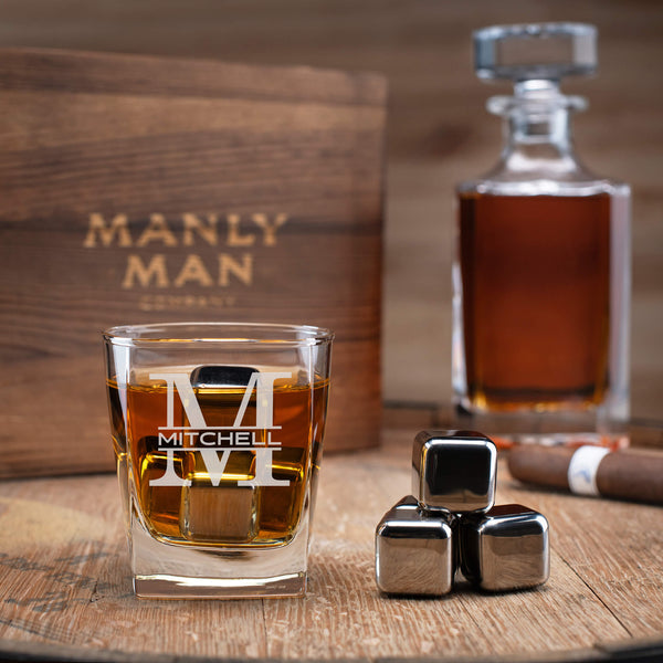Personalized Whiskey Square Glass Set - Manly Man Co.