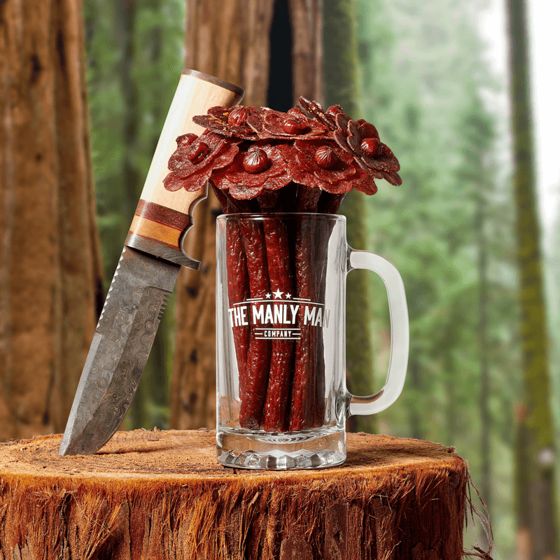 Beef Jerky Flowers + Beer Mug "Vase" 🥩 // Manly Man Co® - Manly Man Co.